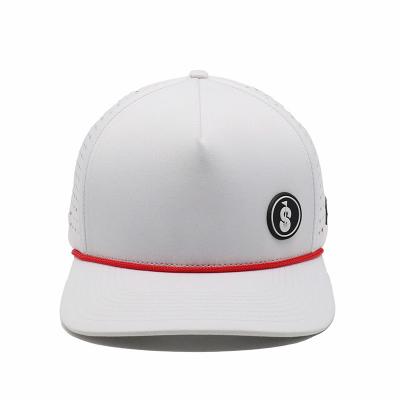 China Cartoon Pattern Custom 5 Panel Golf Hats With Laser Cutting Holes And Adjustable Rope for sale