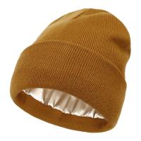 China Custom Fisherman Winter Knitted Beanie with Silk Satin Lining 100 Acrylic for sale