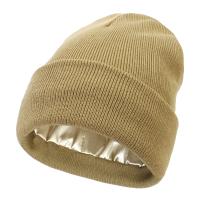China Custom Fisherman Winter Knitted Beanie with Silk Satin Lining 100 Acrylic for sale
