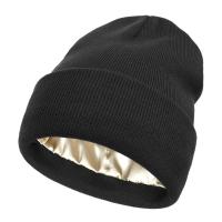 China Custom Fisherman Winter Knitted Beanie with Silk Satin Lining 100 Acrylic for sale