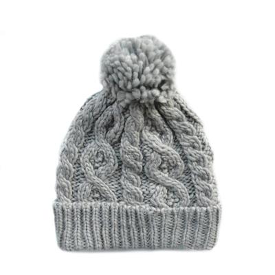 China Unisex Cable Knit Beanie Winter Hat 100% Acrylic Custom Logo 58cm Size for sale