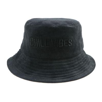China Custom Embroidery Logo Winter Warm Fisherman Hat Black Corduroy Satin Lining 58cm for sale