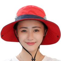 China Women's Outdoor Ponytail Safari Sun Hat Foldable Mesh Wide Brim Bucket Hat Size 58cm for sale