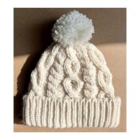 China Custom Embroidered Winter Pompom Beanie Hat 54cm Acrylic Knitted Unisex for sale