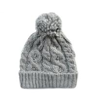 China Custom Embroidered Winter Pompom Beanie Hat 54cm Acrylic Knitted Unisex for sale