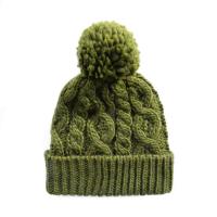 China Custom Embroidered Winter Pompom Beanie Hat 54cm Acrylic Knitted Unisex for sale