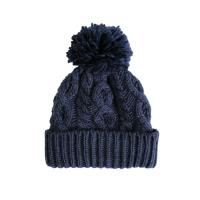 China Custom Embroidered Winter Pompom Beanie Hat 54cm Acrylic Knitted Unisex for sale