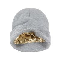 China Custom Logo Winter Knitted Beanie Hat with Satin Lining for Men Women 100 Acrylic for sale