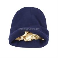 China Custom Logo Winter Knitted Beanie Hat with Satin Lining for Men Women 100 Acrylic for sale