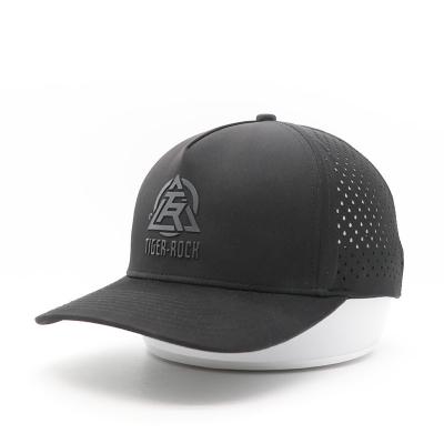 China Unisex Corduroy 5 Panel Baseball Cap Custom Black Laser Cut Hat 56-60cm Adult Size for sale