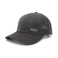 China Custom 6 Panel Structured PVC Rubber Patch Black Polyester Waterproof Baseball Cap 58cm for sale