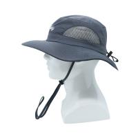 China Custom Outdoor Sun Hat 100% Polyester Wide Brim Windproof String Adjustable Size 58cm for sale