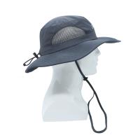 China Custom Outdoor Sun Hat 100% Polyester Wide Brim Windproof String Adjustable Size 58cm for sale