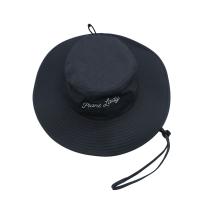 China Custom Outdoor Sun Hat 100% Polyester Wide Brim Windproof String Adjustable Size 58cm for sale