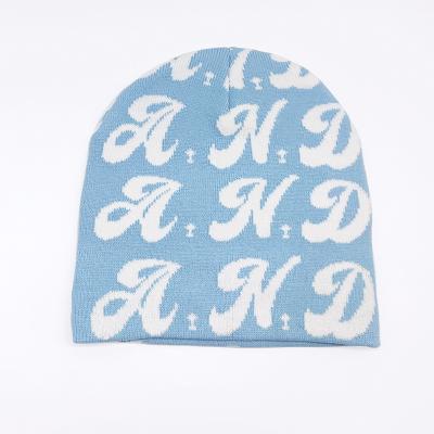 China Custom Logo Acrylic Winter Beanie Hat Knitted Soft Flocking Embroidery 200pcs for sale