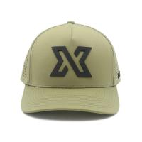 China Custom 5 Panel Hat Sonic Welding Emboss Rubber Patch Performance Camp Hat 58cm for sale