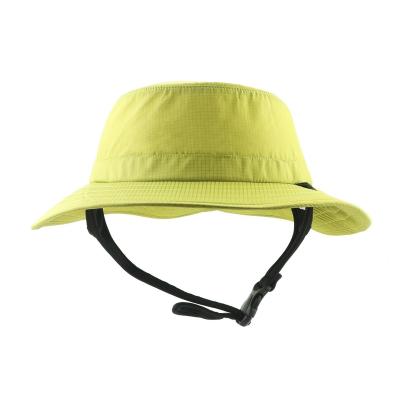 China ODM Designs Custom Polyester Wide Brim Sun Protect Surf Hat With Adjustable Chin Strap for sale