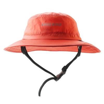 China Custom Waterproof Surfing Hat with Adjustable Chin Strap Sunscreen Bucket Hat 58cm for sale