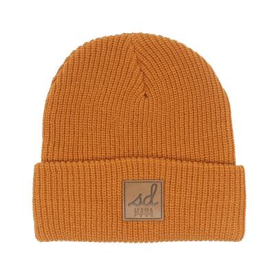 China Custom Logo Knitted Beanie Hats Classic Ribbed Cuffed Skull Cap Winter Warm Acrylic 100% for sale