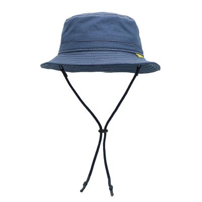 China Custom Logo Cotton Boonie Hat UV Protection Adjustable String Fisherman Cap 58cm for sale