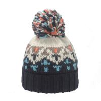 China Winter Stretchy Knitted Hat with Pompom Embroidered Bobble Beanie Custom Size 100 Acrylic for sale