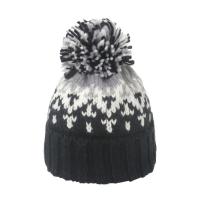 China Winter Stretchy Knitted Hat with Pompom Embroidered Bobble Beanie Custom Size 100 Acrylic for sale