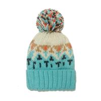 China Winter Stretchy Knitted Hat with Pompom Embroidered Bobble Beanie Custom Size 100 Acrylic for sale