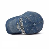 China Custom Denim Baseball Cap 58cm 3D Embroidery Sports Winter Hat with D Ring Buckle for sale