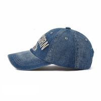China Custom Denim Baseball Cap 58cm 3D Embroidery Sports Winter Hat with D Ring Buckle for sale