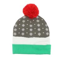 China Custom LED Christmas Hat Knitted Santa Beanie for Adults 58cm with Battery Operated Lights for sale