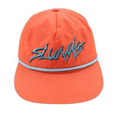 China Custom 5 Panel Nylon Rope Hat Snapback Sport Cap With Embroidery Logo Fabric Feature for sale