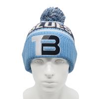 China Custom Logo Winter Knitted Bobble Hats Acrylic 58cm Soccer Beanie for Sports Fans for sale