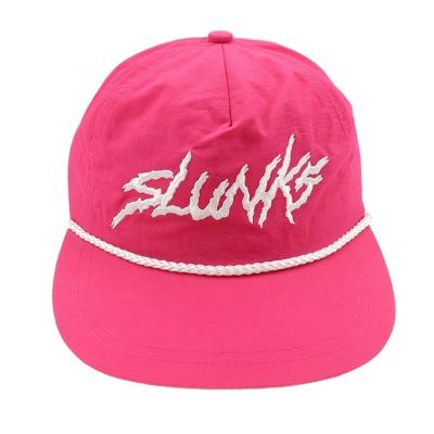 China Unisex 5 Panel Nylon Rope Hat With Custom Embroidery Design And Custom Design for sale