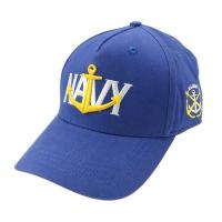 China Custom Logo 5 Panel Baseball Golf Cap Adjustable Cotton Hat 58cm Blue for sale