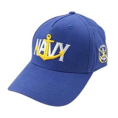 China Custom Logo 5 Panel Baseball Golf Cap Adjustable Cotton Hat 58cm Blue for sale