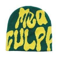 China Custom Jacquard Logo 100% Acrylic Cuffless Beanie Hats 58cm Unisex for sale
