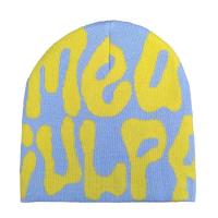 China Custom Jacquard Logo 100% Acrylic Cuffless Beanie Hats 58cm Unisex for sale