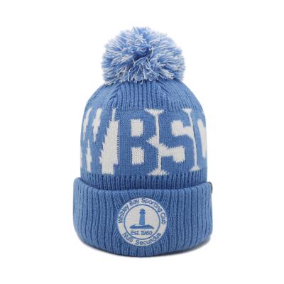 China Custom Knitted Beanie Fleece Lined 58cm Acrylic Winter Hat with Sublimation Transfer Print for sale