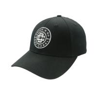 China Four Seasons Adjustable Black 6 Panel Cotton Golf Caps With Custom Embroidery Logo for sale