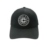 China Four Seasons Adjustable Black 6 Panel Cotton Golf Caps With Custom Embroidery Logo for sale