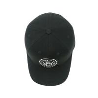 China Four Seasons Adjustable Black 6 Panel Cotton Golf Caps With Custom Embroidery Logo for sale