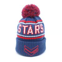 China Custom Sport Winter Hats with Thick Wool Lining Pom Pom Beanies 58cm Size for sale