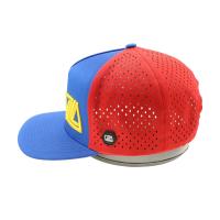 China 5 Panel Fishing Performance Hat Two Color Red Navy Blue Baseball Cap 3D Embroidery Logo for sale
