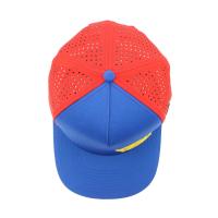 China 5 Panel Fishing Performance Hat Two Color Red Navy Blue Baseball Cap 3D Embroidery Logo for sale