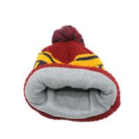 China Custom Pom Pom Winter Hat with Fleece Lining 100% Acrylic Knit Beanie Size 58cm for sale