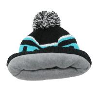 China Custom Fleece Lined Pom Pom Beanie Winter Hat Thickening Knit Beanie 58cm for sale
