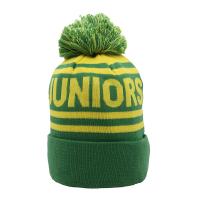 China Custom 100% Wool Knitted Pompom Beanie for Men Winter Sports Team Logo Embroidery 58cm for sale