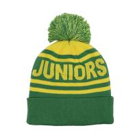 China Custom 100% Wool Knitted Pompom Beanie for Men Winter Sports Team Logo Embroidery 58cm for sale