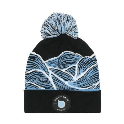 China Custom Size Floral Pattern Irregular Wave Jacquard and Woven Label Beanies for 2023 for sale