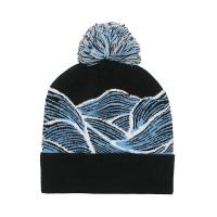 China Custom Size Floral Pattern Irregular Wave Jacquard and Woven Label Beanies for 2023 for sale
